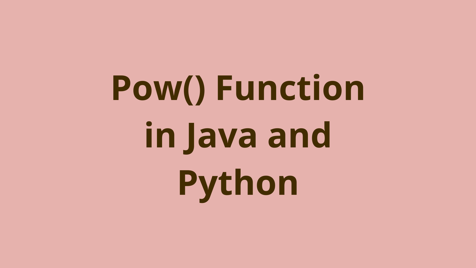Pow Function In Java And Python DNT