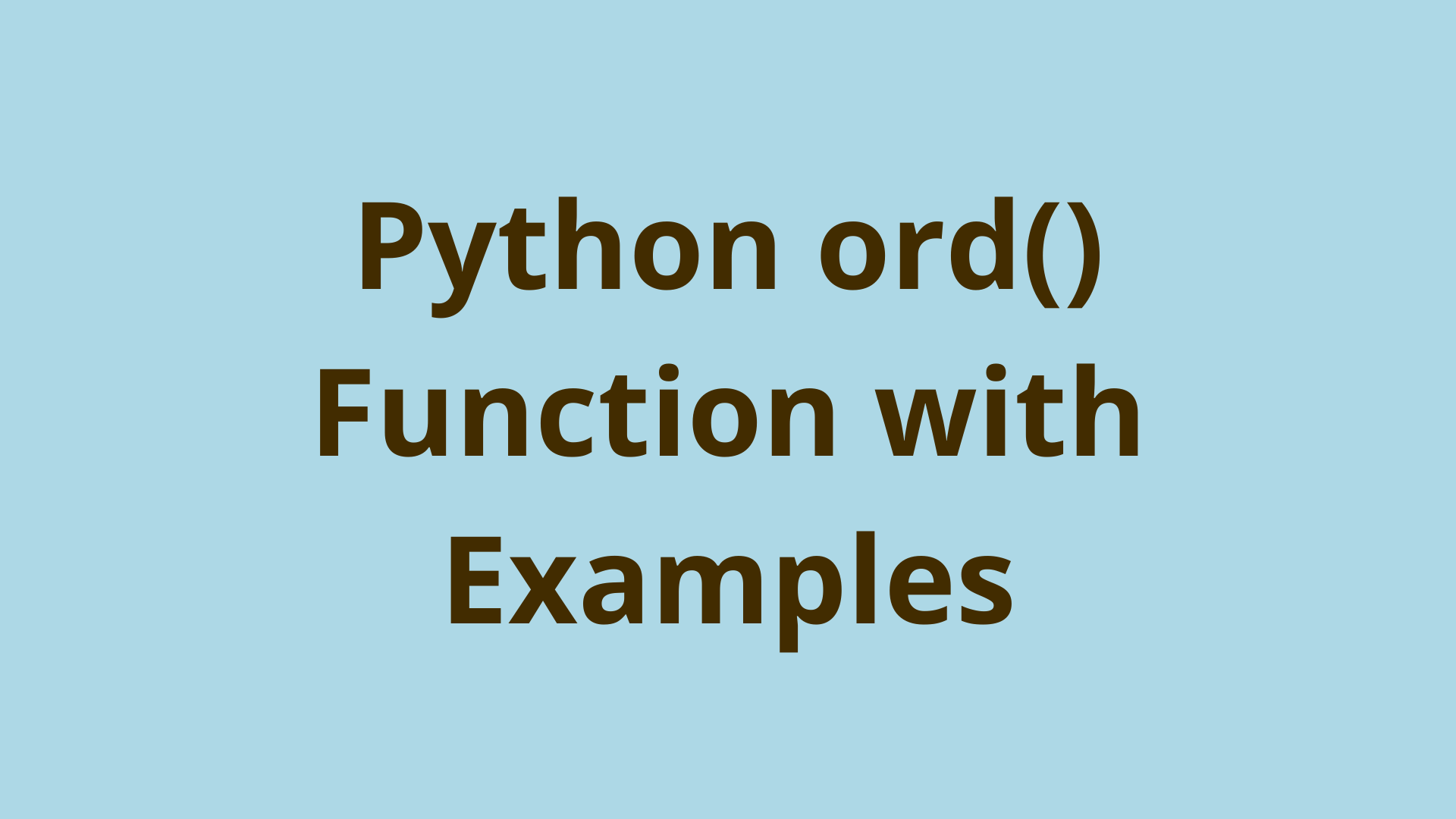 Python Ord Function With Examples Initial Commit